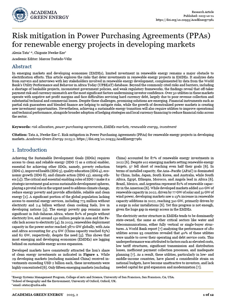 Risk Mitigation in Power Purchasing Agre | PDF | Renewable Energy | Economies