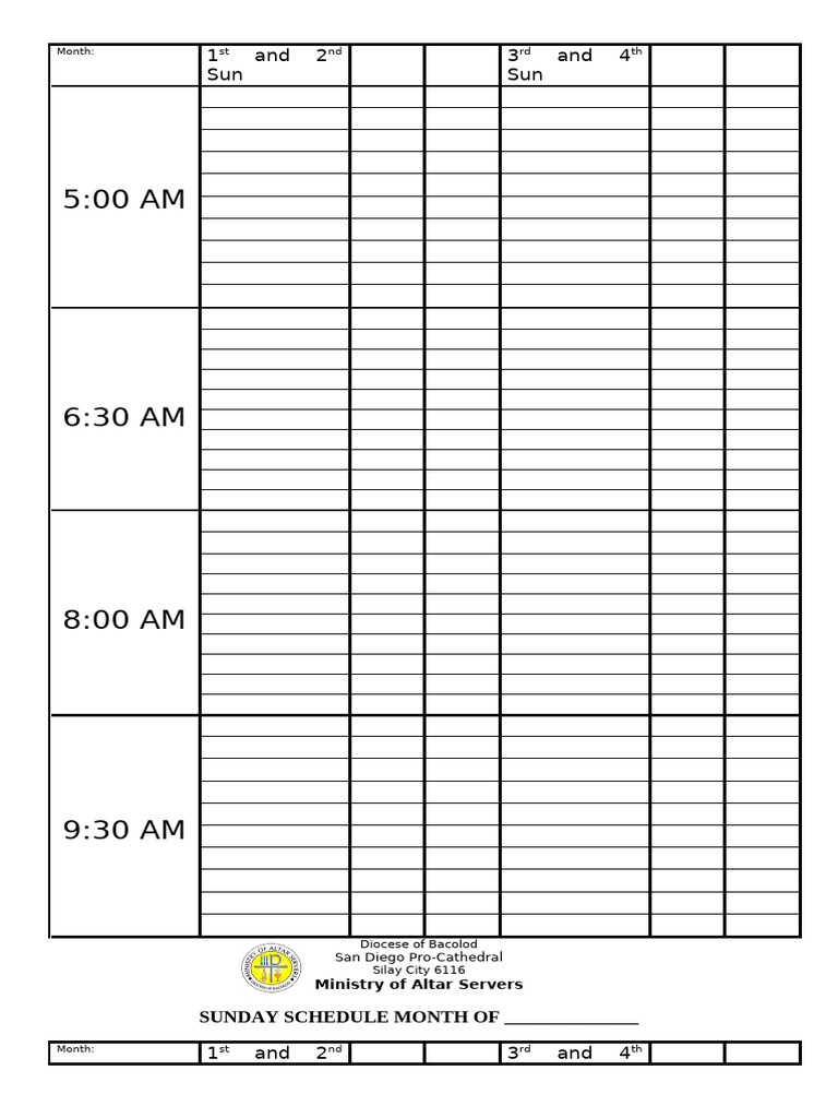 Sunday Schedule Template | PDF