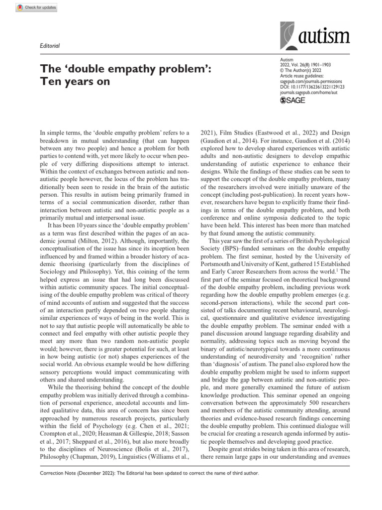 Understanding the Double Empathy Problem | PDF | Autism | Empathy