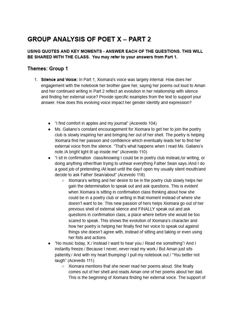 Xiomara's Voice: Part 2 Analysis | PDF