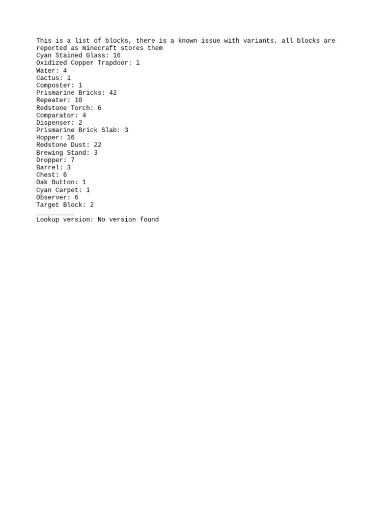 Minecraft Block Variants List | PDF