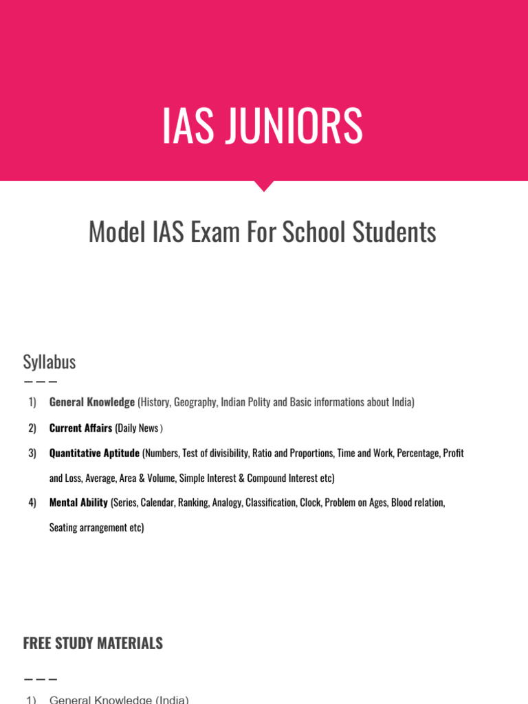 Syllabus Ias Juniors | PDF