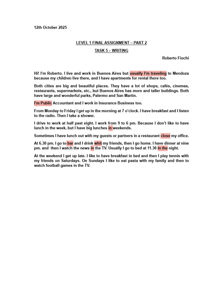 CUI Level 1 Final Assignment Part 2 FIOCHI | PDF