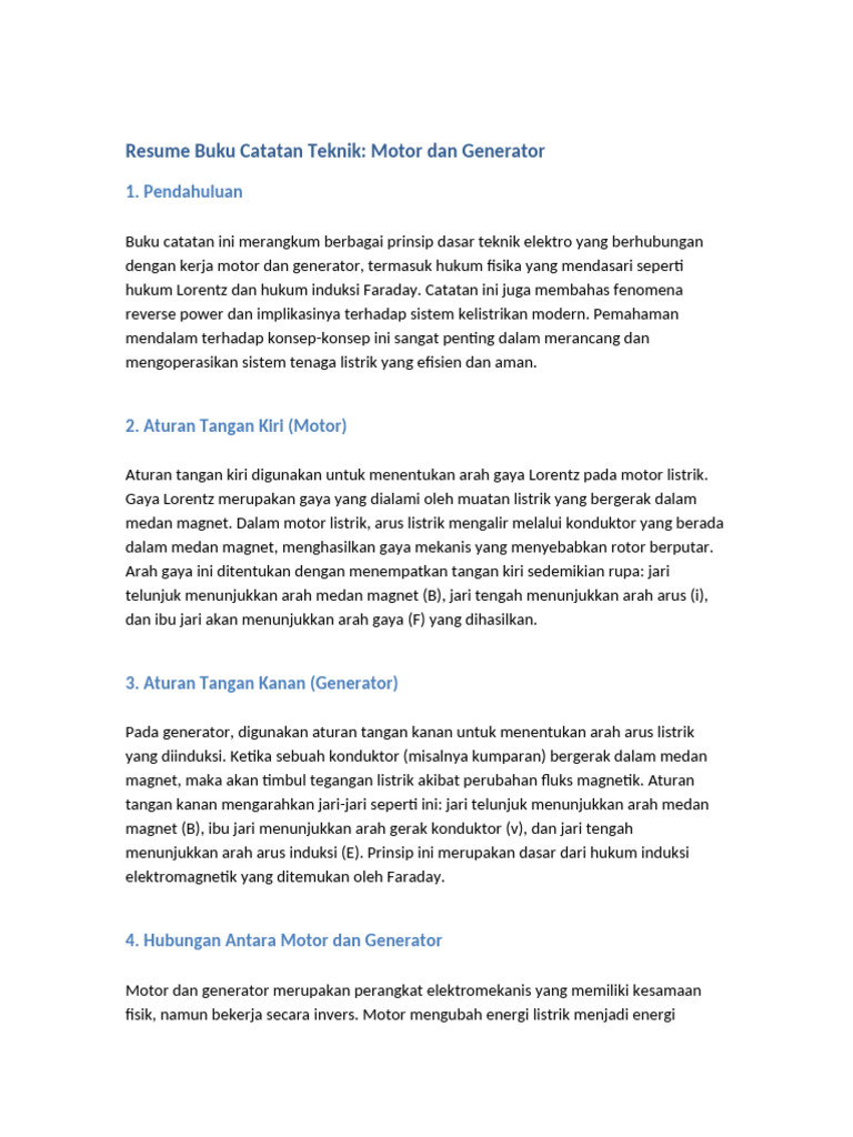Prinsip Motor dan Generator Listrik | PDF