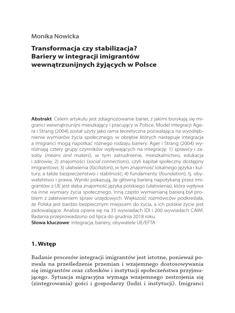 Transformacja Czy Stabilizacja Bariery W | PDF
