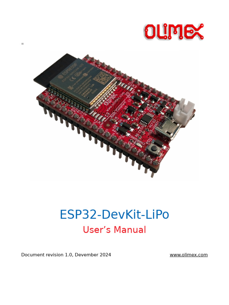 ESP32 DevKit LiPo User Manual | PDF | Arduino | Usb