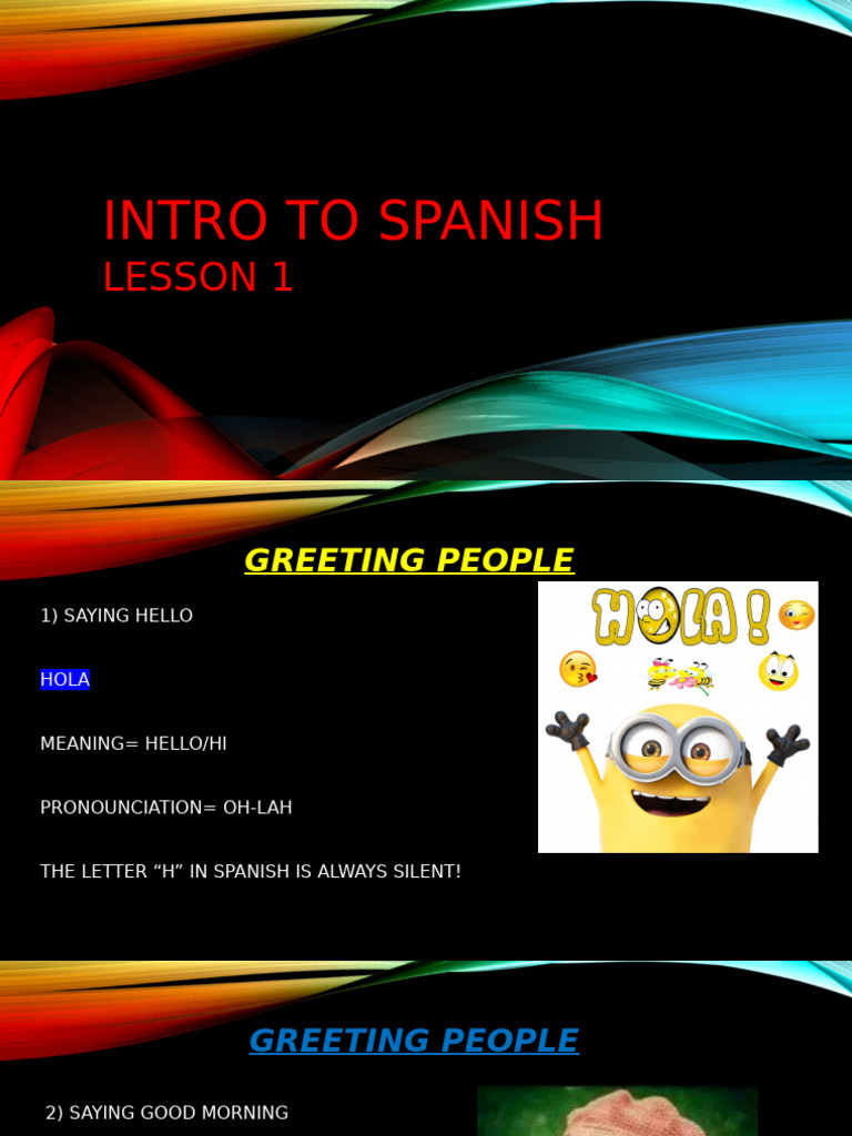 Intro To Spanish - Lesson 1 | PDF | Languages | Foreign Language Studies