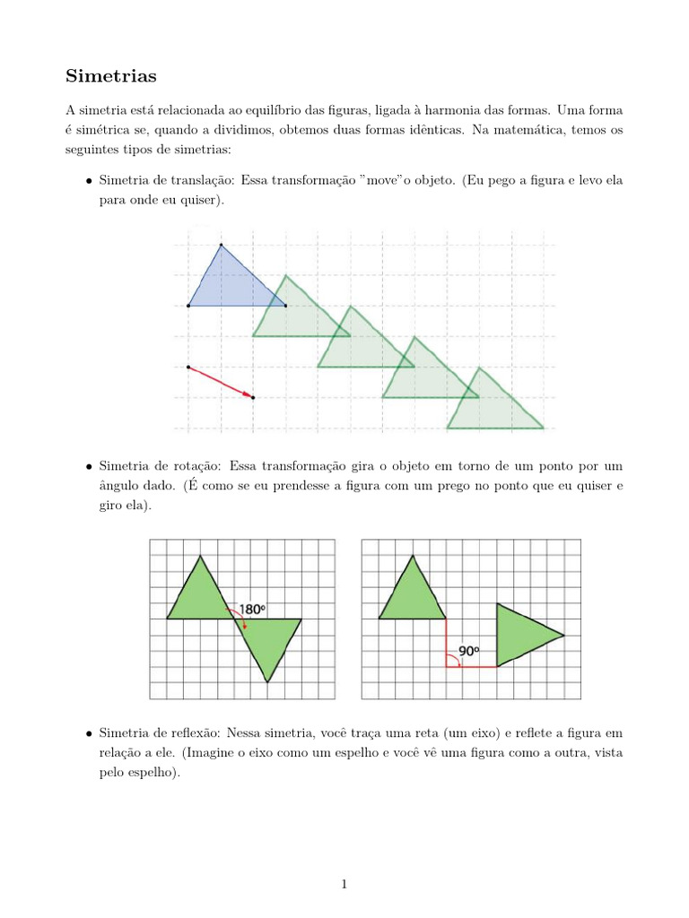Tipos de Simetria e Escalas Matemáticas | PDF | Sequência | Simetria