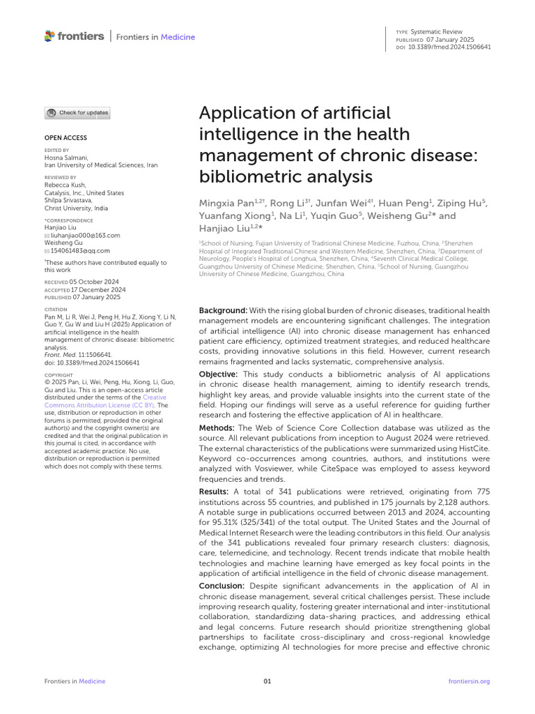 Fmed 11 1506641 | PDF | Chronic Condition | Artificial Intelligence