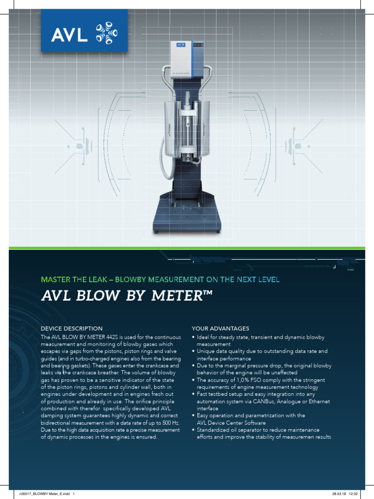 AVL Blow By Meter 442S Overview | PDF | Internal Combustion Engine ...