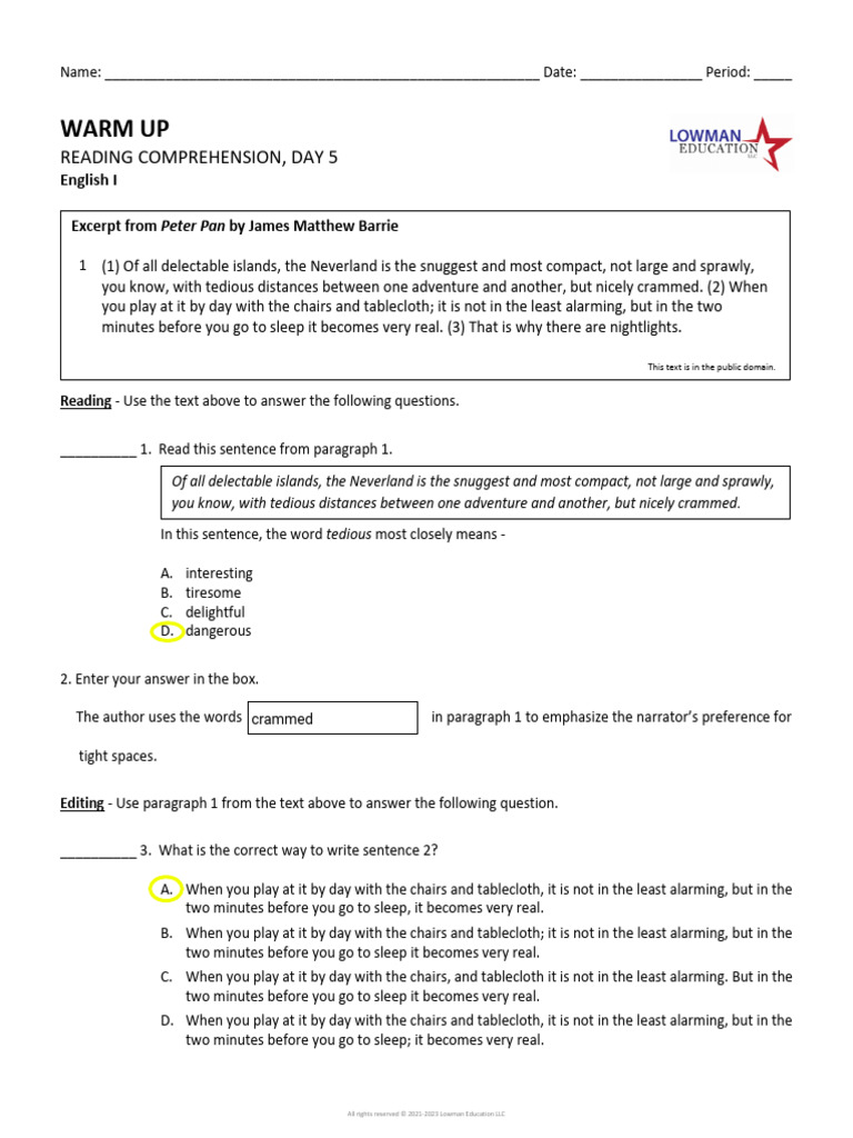 Kami Export - KOVEE MORGAN - Reading Comprehension Day 5 | PDF ...