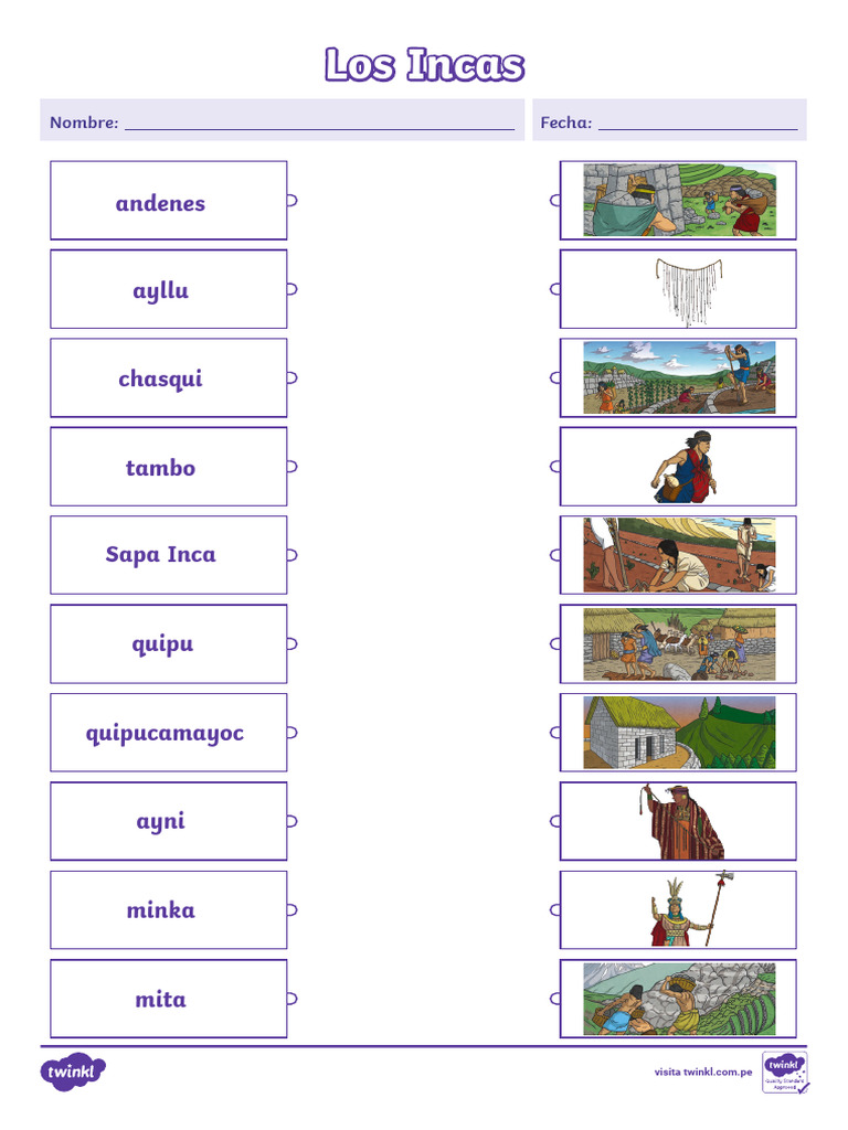 Sa Cs 1743418799 Ficha Vocabulario Del Imperio Inca Ver 1 | PDF