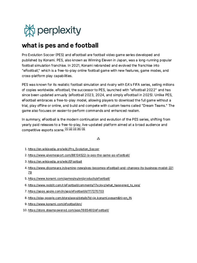 PES Evolution to eFootball Explained | PDF