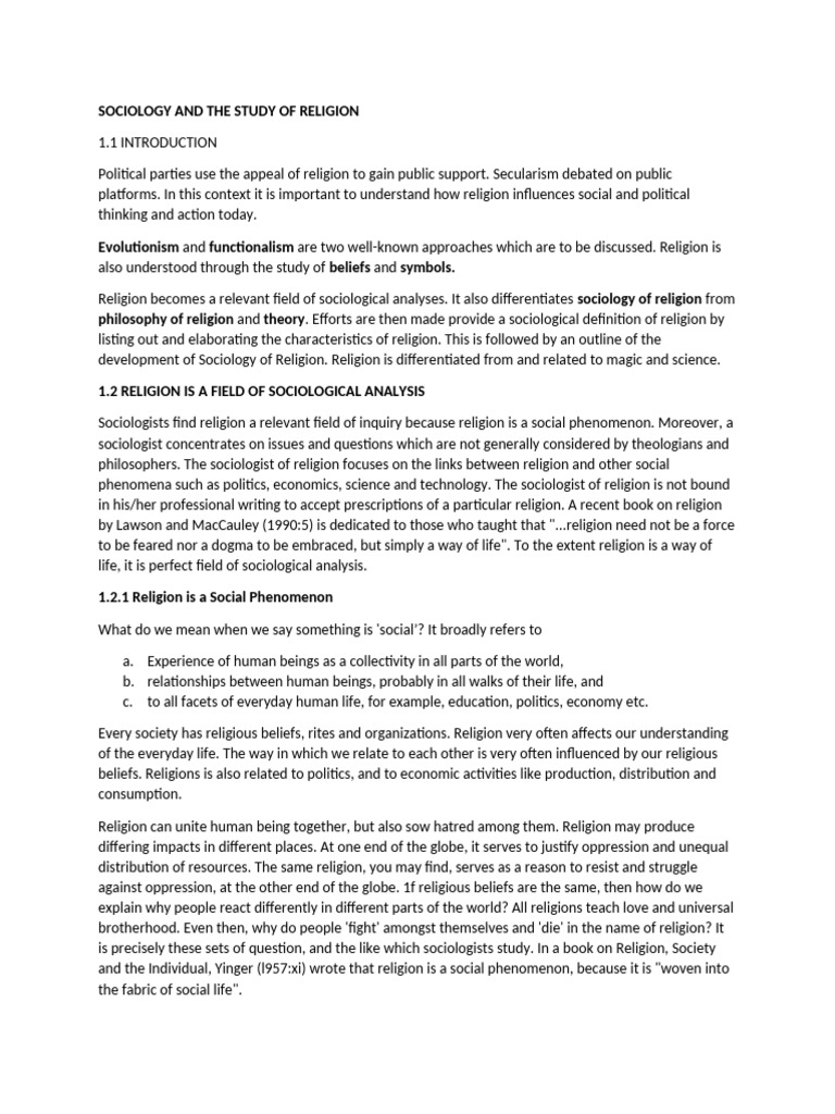 1.2 Religion Is A Field of Sociological Analysis | PDF | Sociology ...