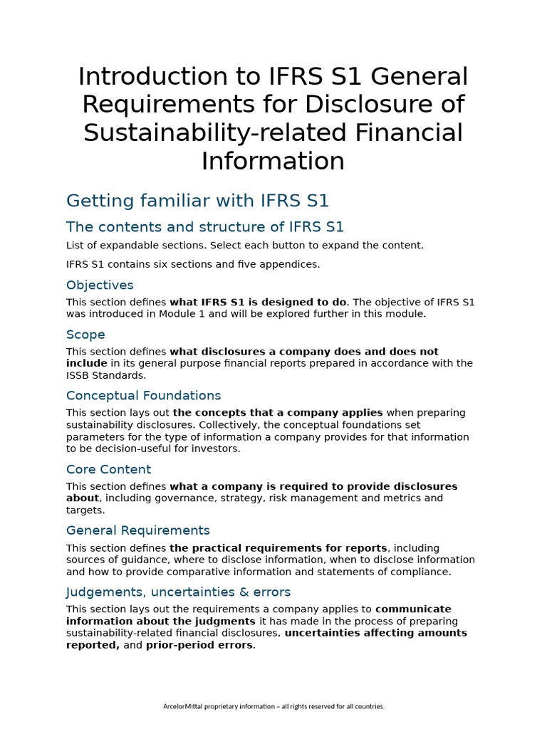 Introduction To IFRS S1 General Requirements For Disclosure of ...