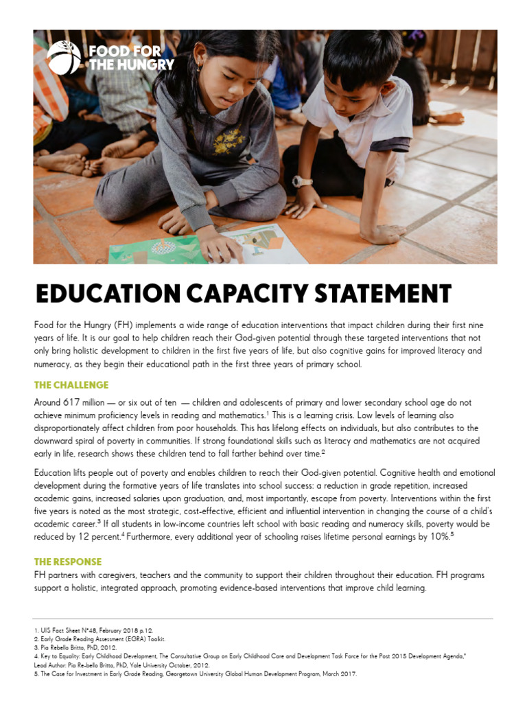 FINAL Education Capacity Statement | PDF | Literacy | Poverty