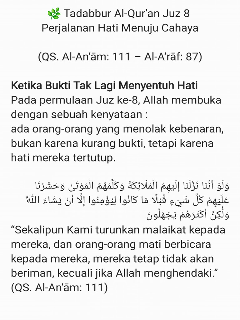 Ringkasan Tadabbur Juz 8 | PDF
