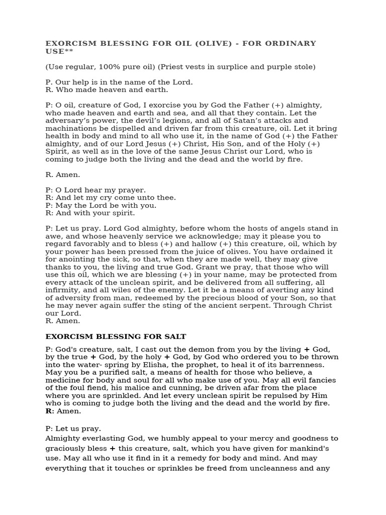 Exorcism Blessing for Salt | PDF | Exorcism | Jesus