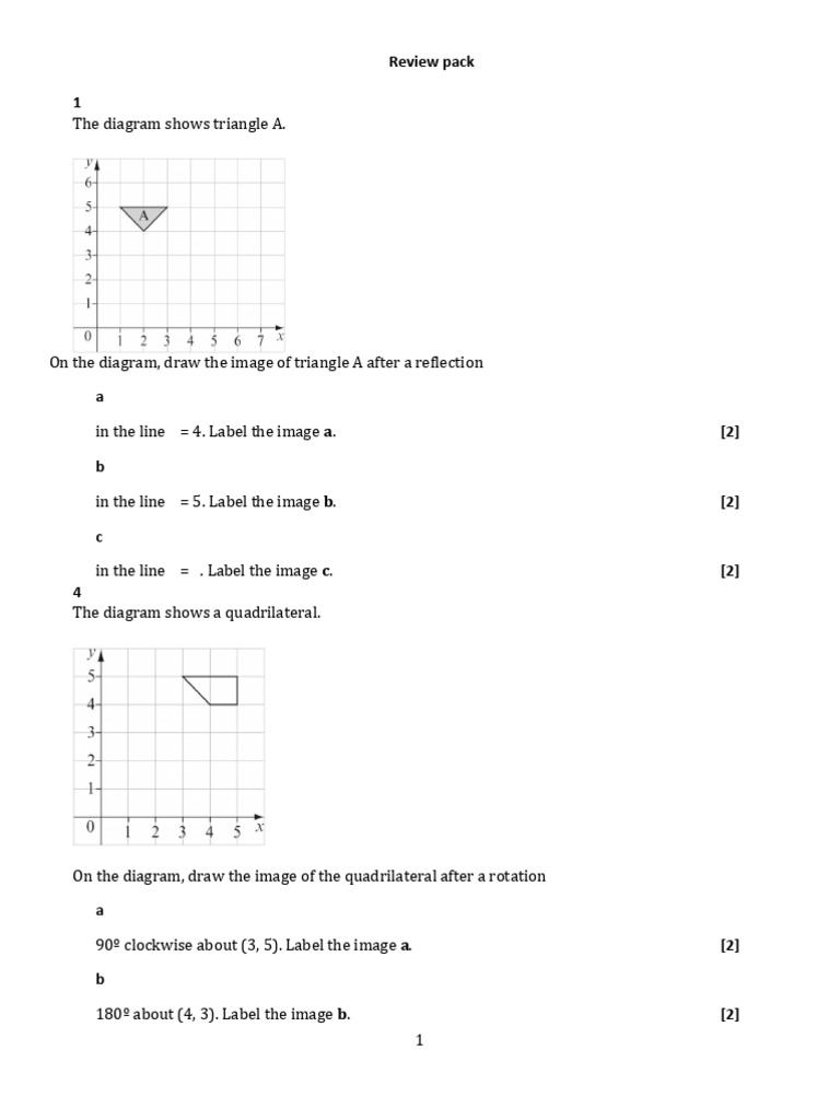 Review Pack 1 | PDF | Shape | Cartesian Coordinate System