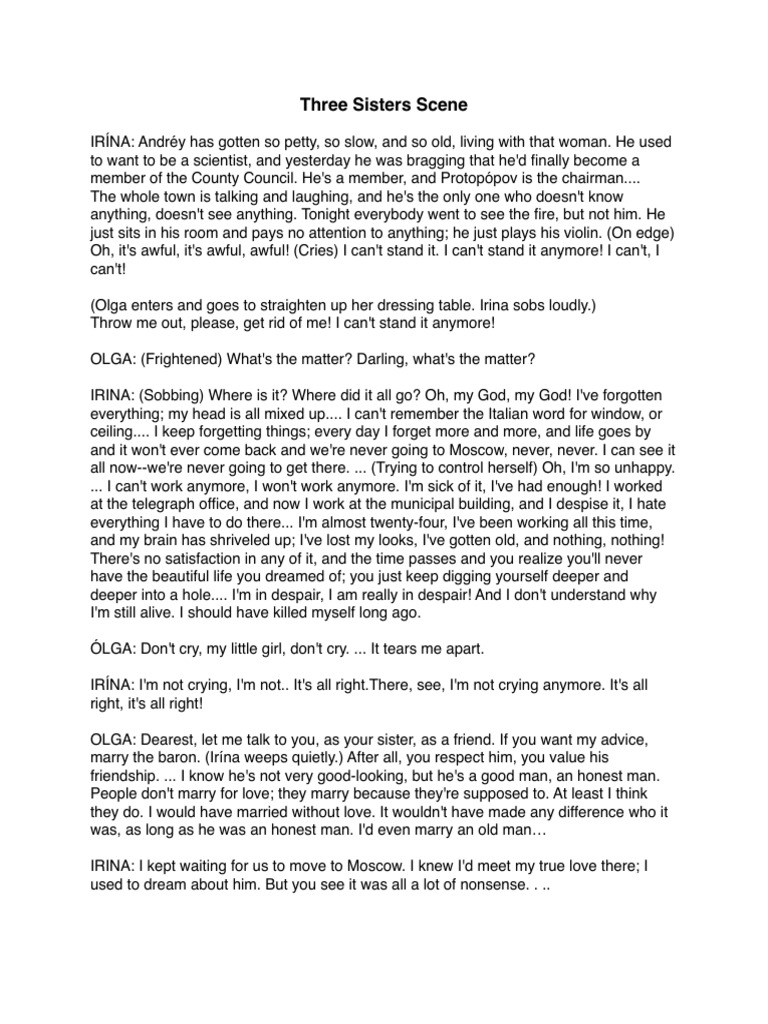 Three Sisters Scene Blocking 2 | PDF