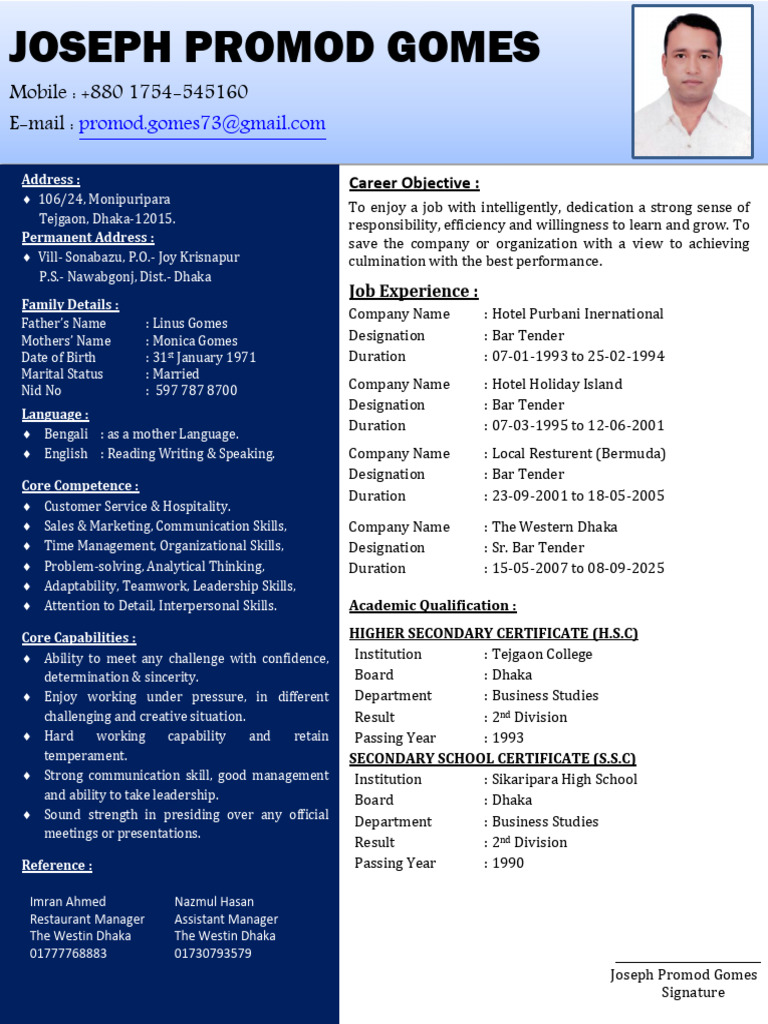 Joseph Promod Gomes Update CV | PDF | Business | Social Psychology