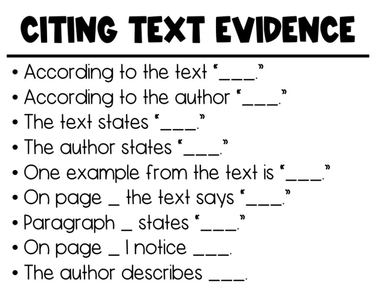 Effective Text Evidence Citing Tips | PDF