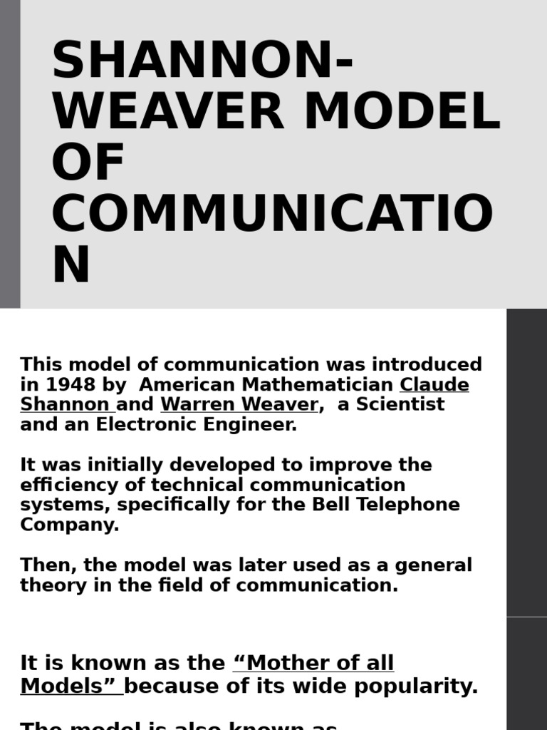 Shannon Weaver Model of Communication | PDF | Communication ...