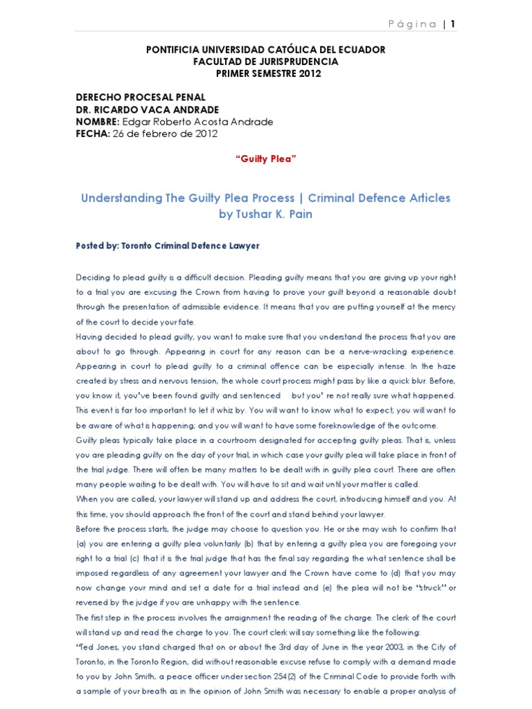Understanding The Guilty Plea Process - Criminal Defence Articles by ...