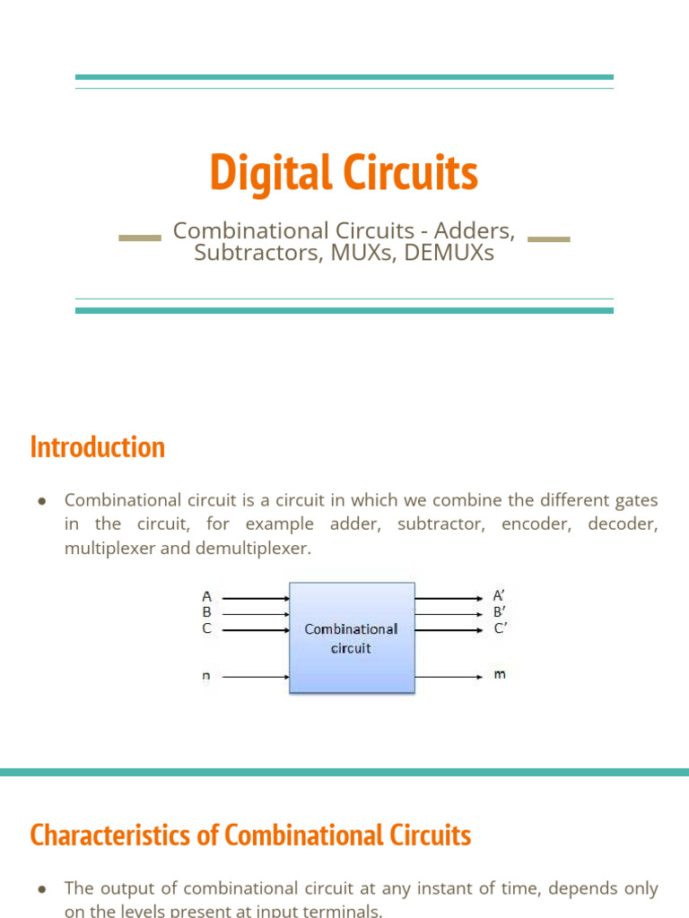 Combinational Circuits Overview | PDF | Subtraction | Electronic Circuits