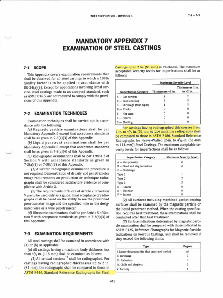 ASME Section VII Div 1 - Appendix 7 | PDF