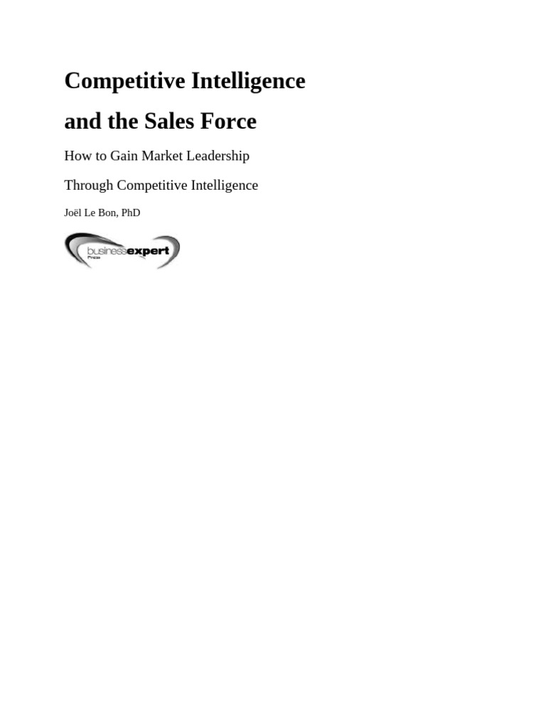 Sales Force and Competitive Intelligence | PDF | Sales | Information