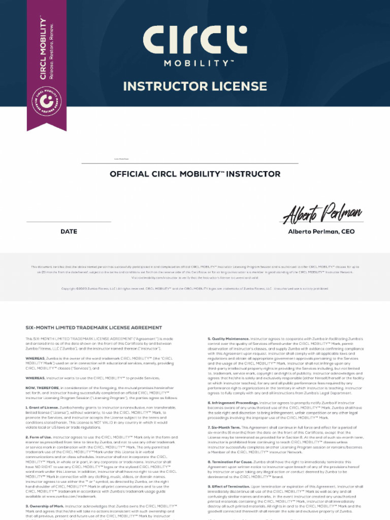 Circl Mobility Licencia Curso | PDF