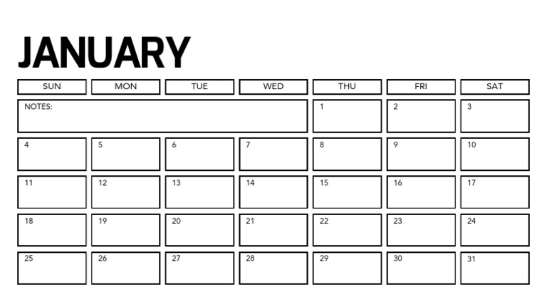 January Calendar Template | PDF