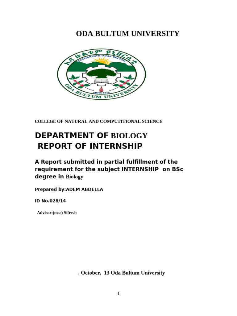 Internship - Adem Abdella | PDF | Bacteria | Microbiology
