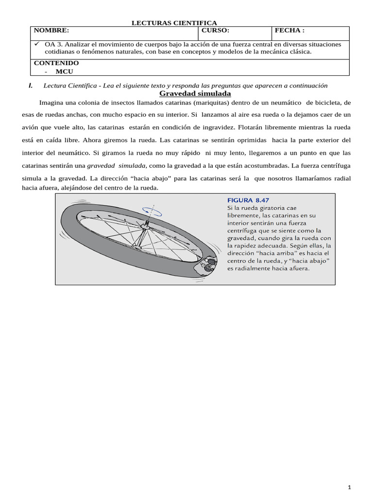 Gravedad Simulada | PDF | Ingravidez | Fuerza