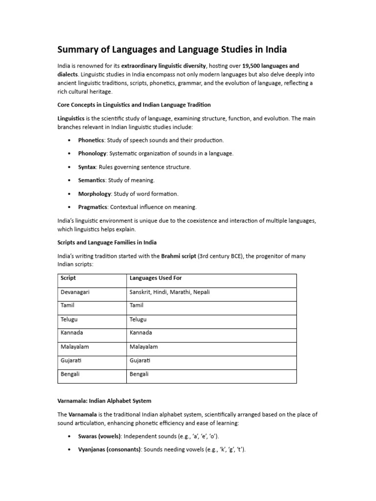 Summary of Languages and Language Studies | PDF | Sanskrit | Vedas