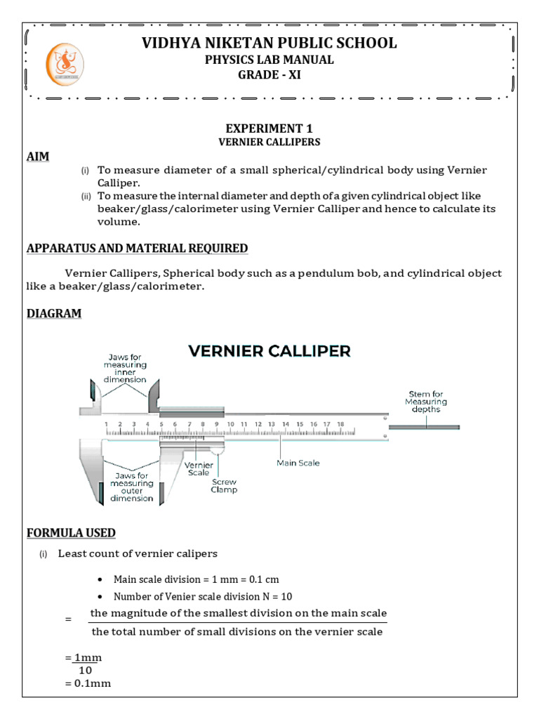 GR 11 Phy Lab Manual Experiments | PDF | Pendulum | Temperature