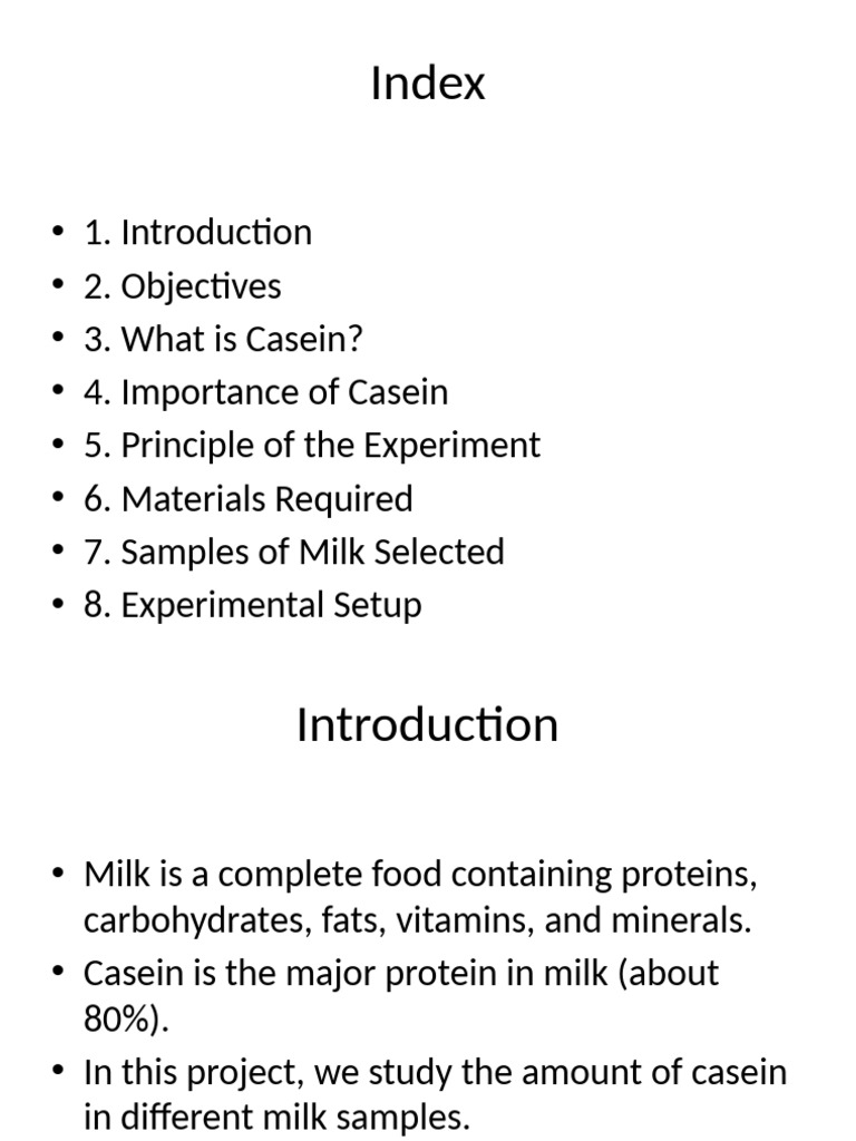 Casein Content in Different Milk Types | PDF | Milk | Dairy