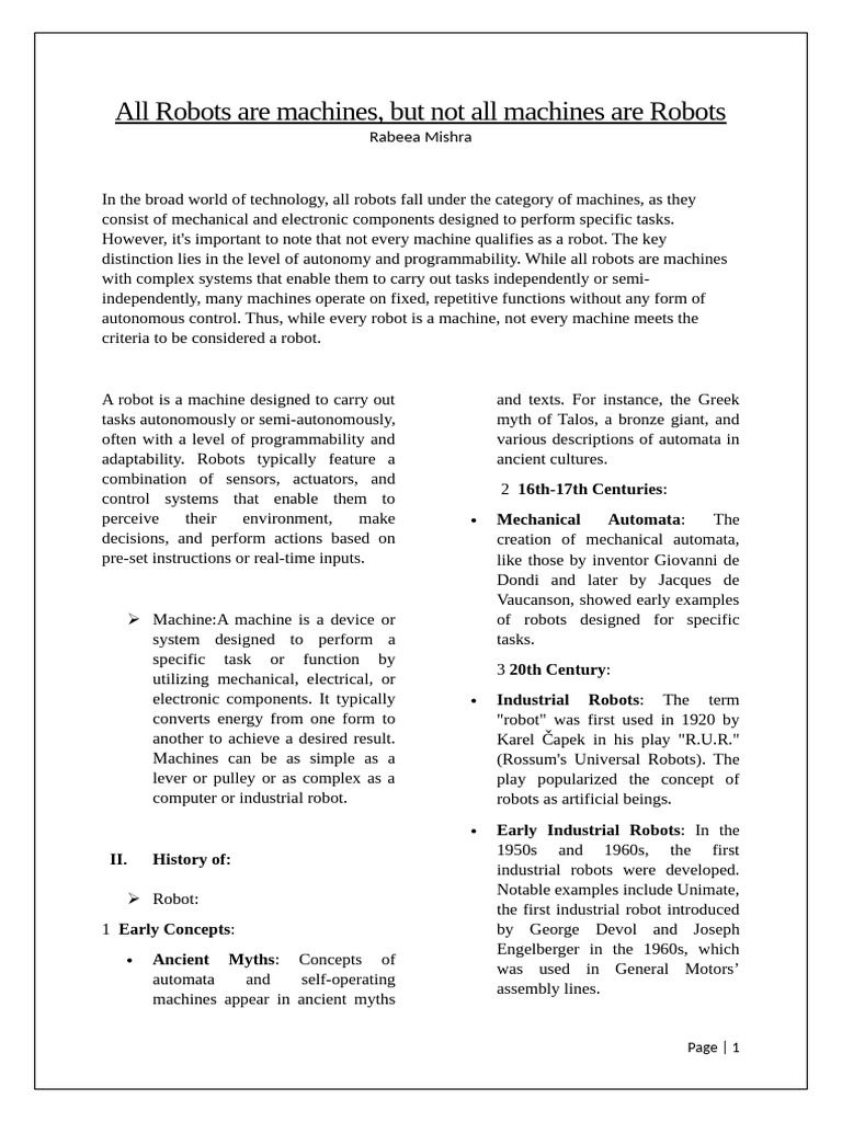 Robots vs. Machines: Key Differences Explained | PDF | Robot | Robotics