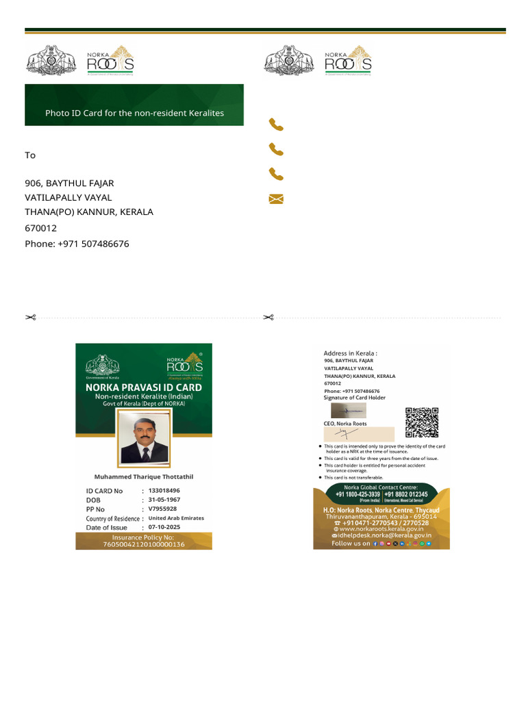 Norka Pravasi Id Card | PDF