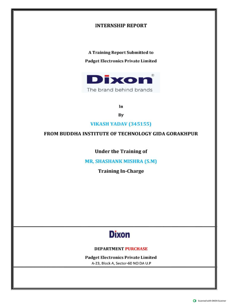 Internship Report Vikash Purchase Sec 60 | PDF
