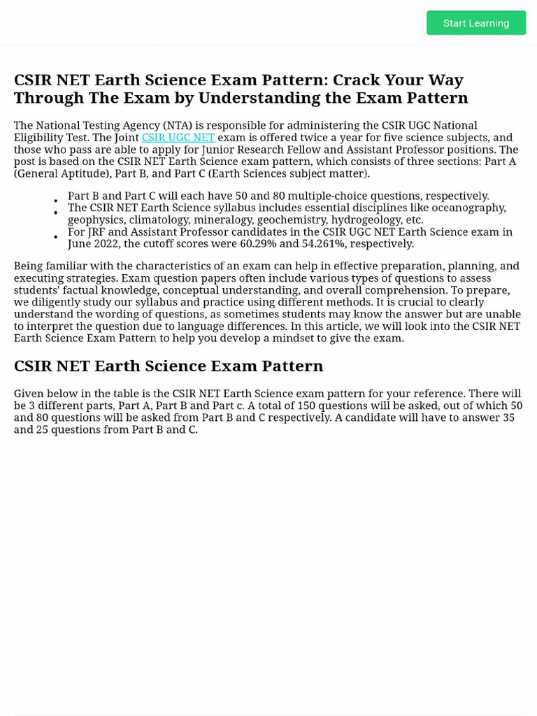 CSIR NET Earth Science Exam Pattern - Crack Your Way Through The Exam ...