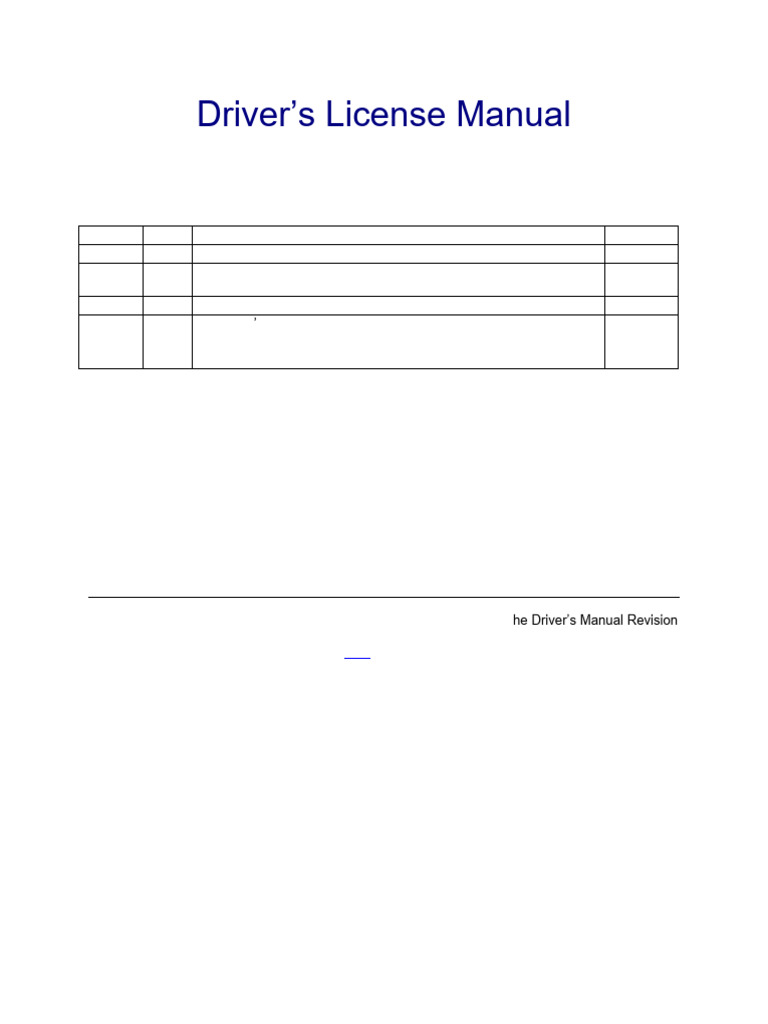 Drivers License Manual Revision History Page | PDF