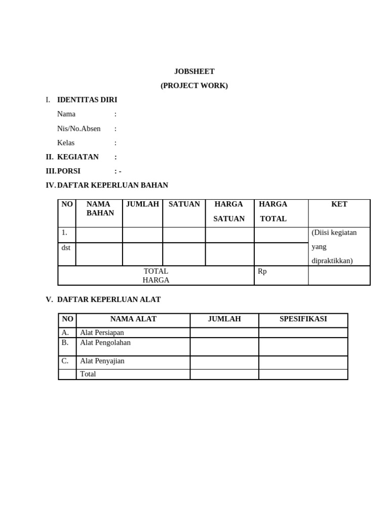 Format Jobsheet New | PDF