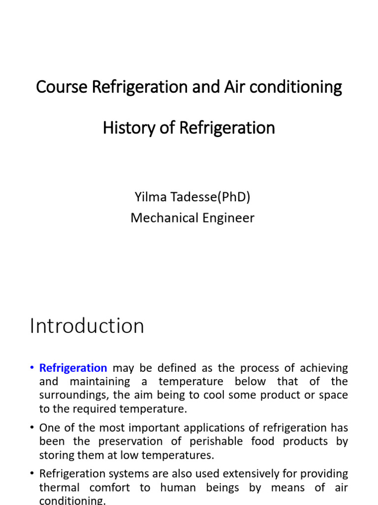 History of Refrigeration Systems | PDF | Refrigeration | Thermodynamics