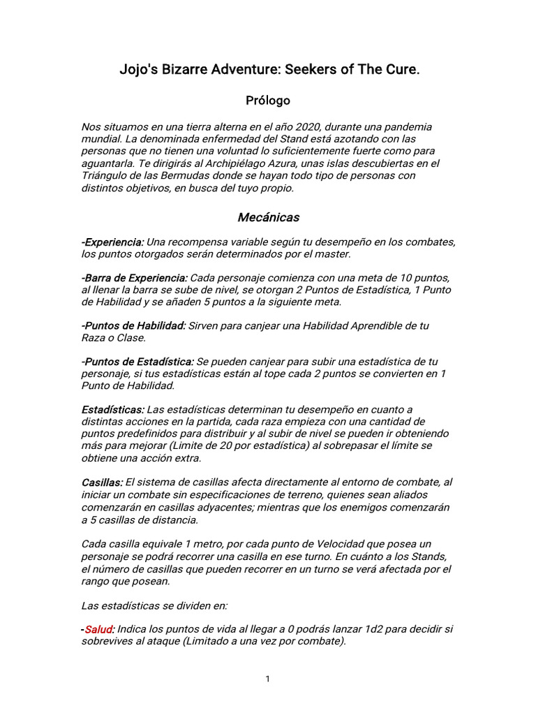 Jojo's V.5 Manual de Juego de Rol de Mesa Improvisado | PDF | Arco y ...