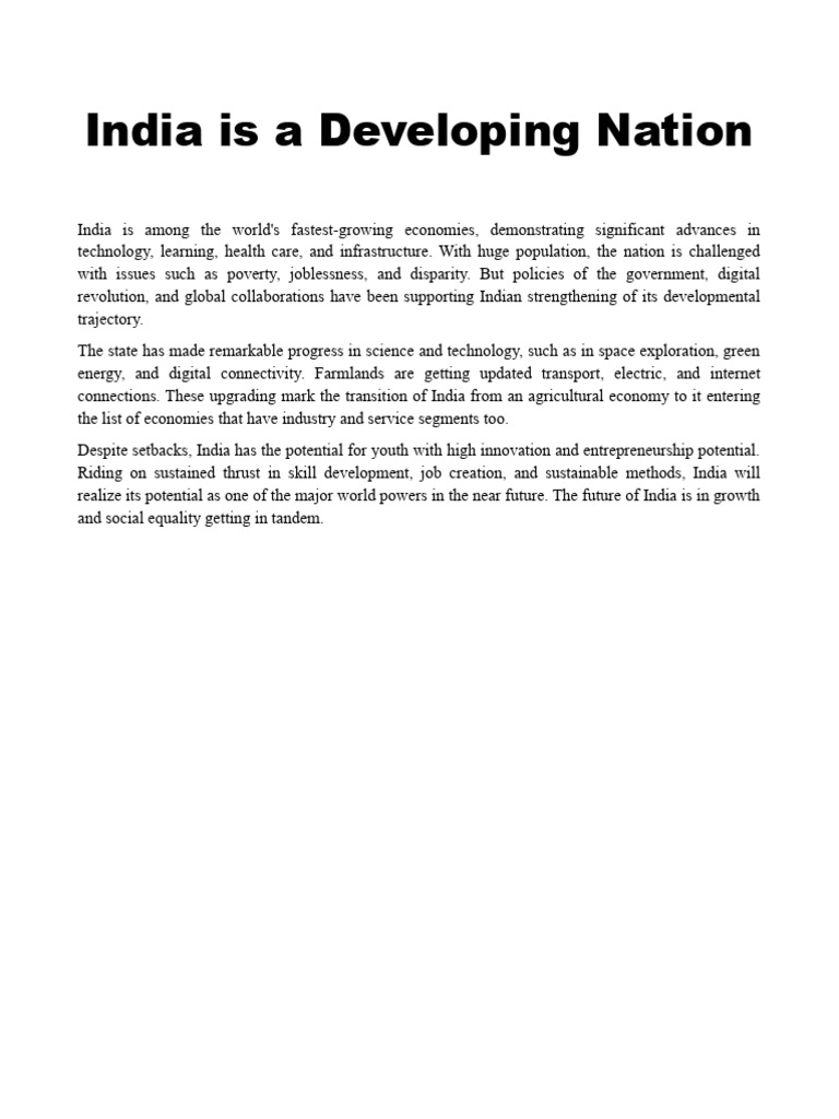 India Is A Developing Nation | PDF