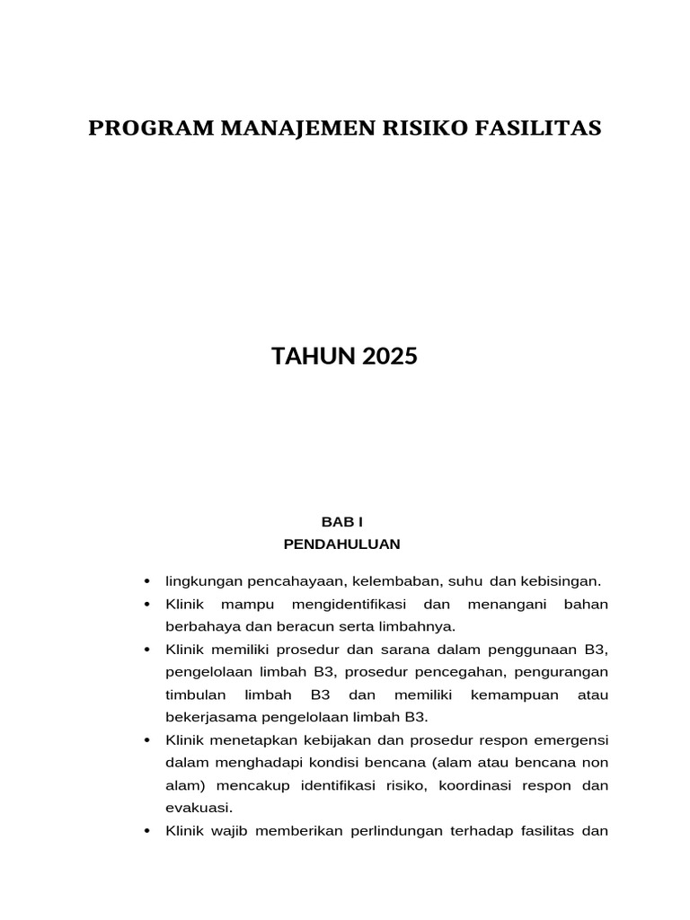 Program Manajemen Risiko Fasilitas | PDF