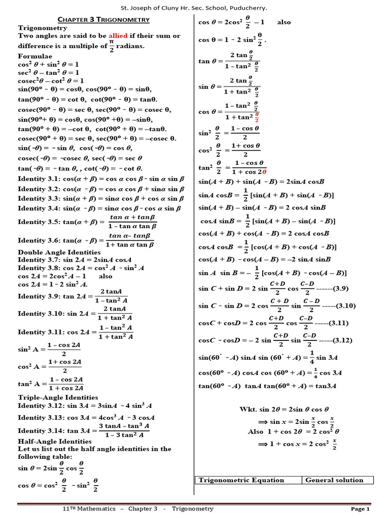 Trigonometry Concepts and Identities | PDF | Trigonometry | Angle