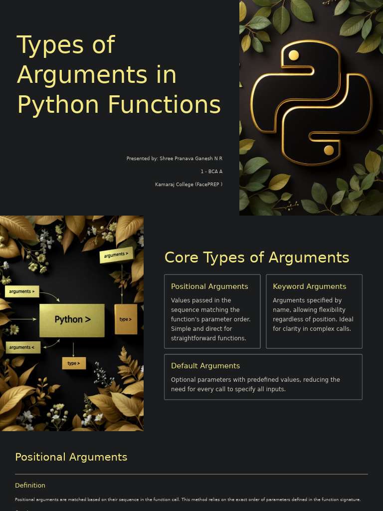 Types of Arguments in Python Functions | PDF | Parameter (Computer Programming) | Software ...